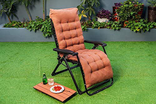 Oversized Zero Gravity Chair, Lawn Recliner, Reclining Patio Lounger Chair, Folding Portable Chaise, with Detachable Soft Cushion, Cup Holder, Adjustable Headrest, Support 500 lbs. (Black Cushion)