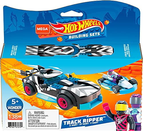 Hot Wheels Mega Construx Track Ripper and Kart Construction Set, Building Toys for Kids 5 Years and Up