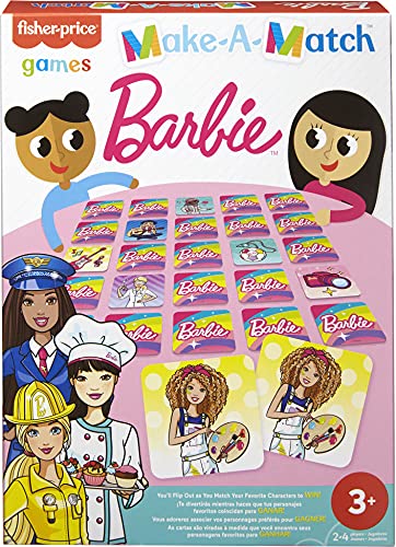 Barbie Fisher-Price Make-A-Match Card Game with Barbie Doll Theme Multi-Level Rummy Style Play Match Color Pictures & Shapes 56 Cards for 2 to 4 Players Gift for Kids Ages 3 Years & Older