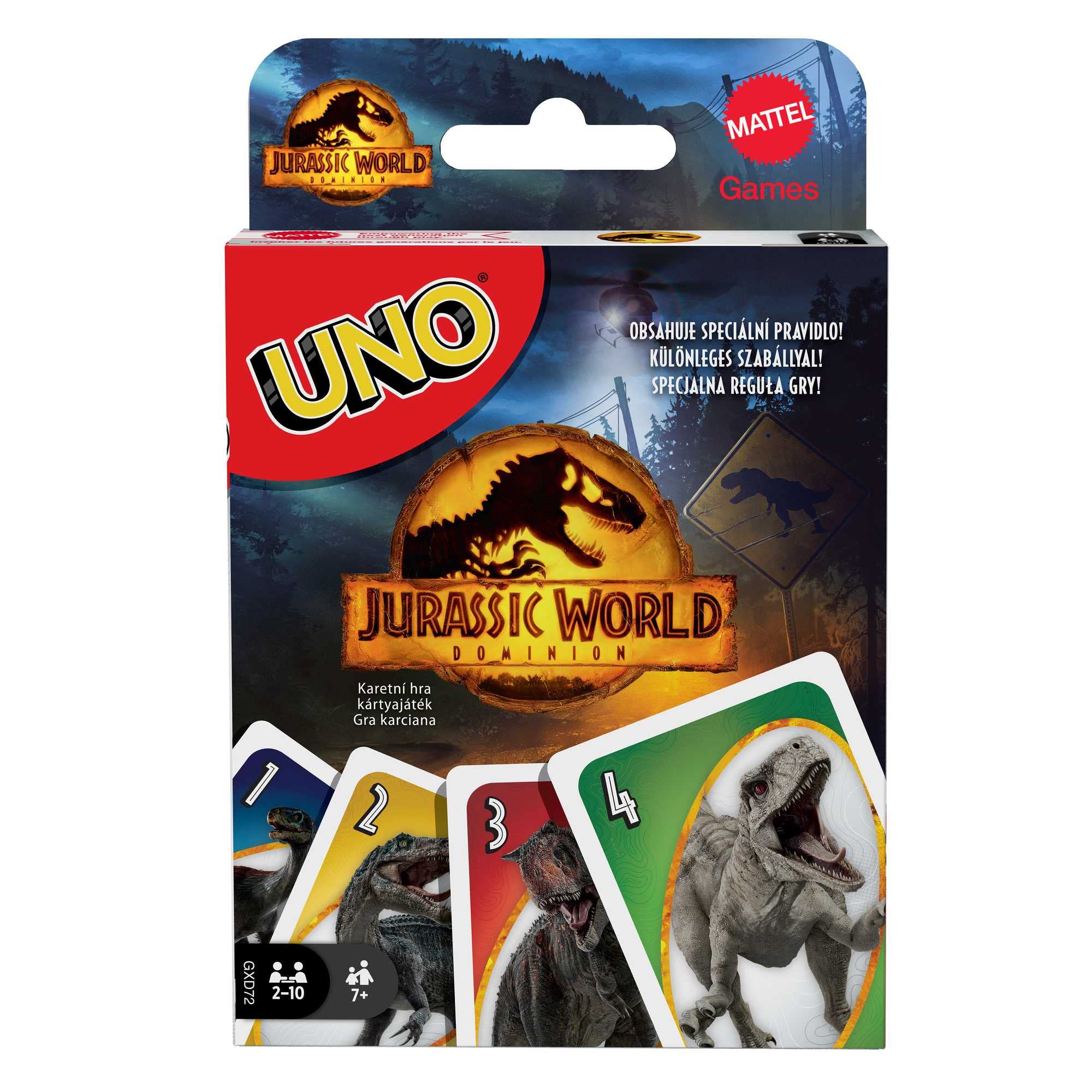 UNO Jurassic World Dominion Card Game with Themed Deck & Special Rule, Gift for Kid, Adult & Family Game Nights, Ages 7 Years Old & Up