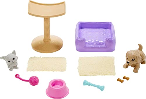 Barbie Accessory Pack Bundle with 3 Accessory Sets Themed to Lounging, Beach Day & Pet Playdate, with 4 Pets and 15 Accessories, Gift for 3 to 7 Year Olds