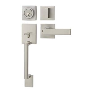 amazon basics contemporary single cylinder door handleset with stamford lever - satin nickel