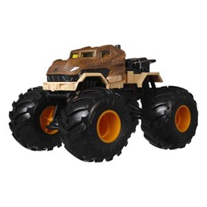 hot wheels monster trucks, oversized monster truck, 1:24 scale die-cast toy truck with giant wheels and cool designs