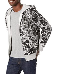 amazon essentials disney | marvel | star wars men's fleece full-zip hoodie sweatshirts (available in big & tall), star wars comic, large