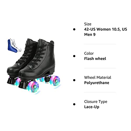 XUDREZ Roller Skate Shoes for Women Men PU Leather High-top Double-Row Roller Skates for Beginner, Professional Indoor Outdoor Roller Skates with Shoes Bag (Flash Wheel,38)