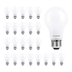 sylvania eco led a19 light bulb, 60w equivalent efficient 9w, 7 year, 750 lumens, medium base, frosted, 2700k, soft white - 24 count (pack of 1)(40986)