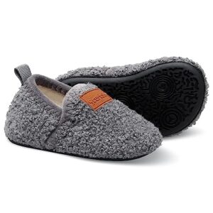 Scurtain Kids Toddler slippers Socks artificial woolen Slippers for Boys Girls Baby with Non-Slip Rubber Sole 2025 Grey 6.5-7.5 Toddler