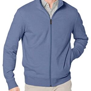 Amazon Essentials Men's Lightweight French Terry Full-Zip Mock Neck Sweatshirt, Indigo, Large