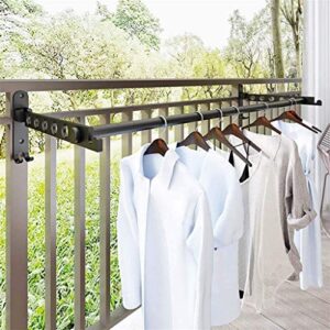 tyxtyx clothes drying rack, laundry hangers wall mount, wall mounted folding clothes hanger drying rack, indoor outdoor wall mounted clothes hanger black,2pcs+40cm pole