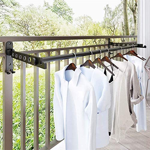 TYXTYX Clothes Drying Rack, Laundry Hangers Wall Mount, Wall Mounted Folding Clothes Hanger Drying Rack, Indoor Outdoor Wall Mounted Clothes Hanger Black,2pcs+40cm Pole