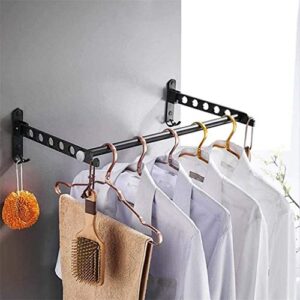 TYXTYX Clothes Drying Rack, Laundry Hangers Wall Mount, Wall Mounted Folding Clothes Hanger Drying Rack, Indoor Outdoor Wall Mounted Clothes Hanger Black,2pcs+40cm Pole