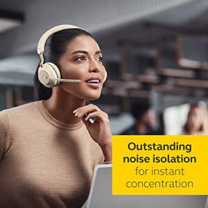 Jabra Evolve2 65 USB-A MS Mono with Charging Stand - Beige Wireless Headset/Music Headphones