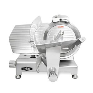 kws ms-12es metal collection commercial 420w electric meat slicer 12-inch with 304 stainless steel blade & extended back space, frozen meat/cheese/food slicer low noises [ etl, nsf certified ]