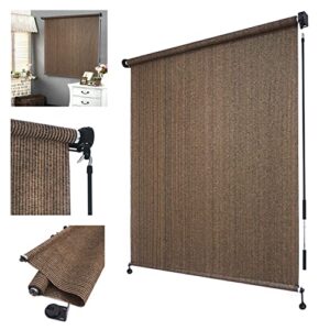 httmt- roller shade blind 6'w x 8'l outdoor roller shade blind roll up for deck porch balcony patio light filter [p/n: et-klb-ht6*8-mocha]