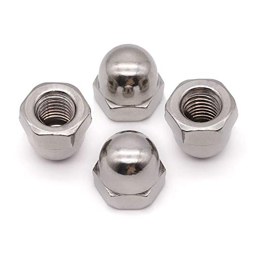 M8-1.25mm (20 PCS) Acorn Hex Cap Nuts Locknuts, 304 Stainless Steel, Bright Finish