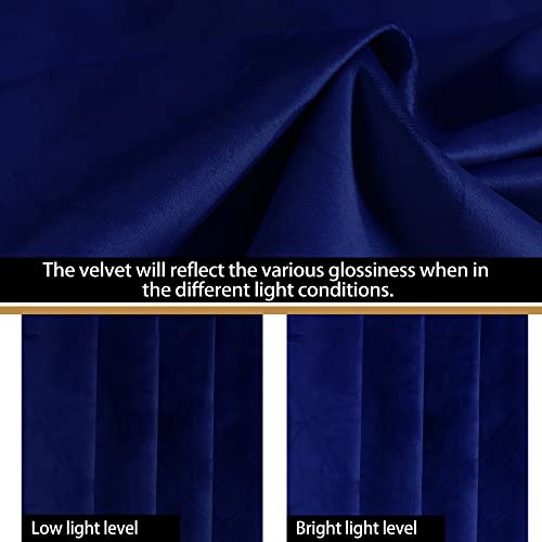 BONZER 100% Blackout Curtains for Bedroom - Premium Thick Velvet Curtains 84 Inches Long Thermal Insulated Energy Saving, Sun Light Blocking Grommet Window Drapes for Living Room, 2 Panels, Navy