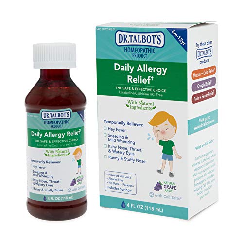 Dr. Talbot's Daily Allergy Relief Liquid Medicine, Naturally Inspired, for Children, Includes Syringe, Natural Grape Juice Flavor, 4 Fl Oz