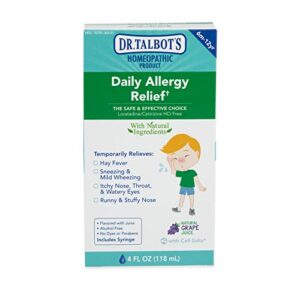 Dr. Talbot's Daily Allergy Relief Liquid Medicine, Naturally Inspired, for Children, Includes Syringe, Natural Grape Juice Flavor, 4 Fl Oz