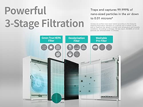 Coway Airmega 150 Air Purifier Replacement Filter Set, Green True HEPA and Active Carbon Filter, AP-1019C-FP