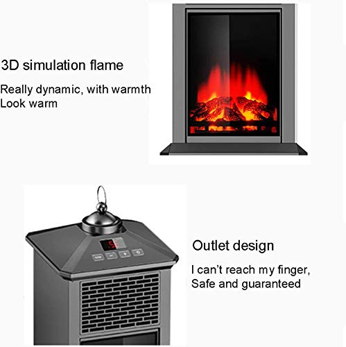 Wgwioo Electric Fireplace Heater, 800W Portable Fireplace Stove with Realistic 3D Flames, Remote Control, 12H Timing Function, 1S Heat,White