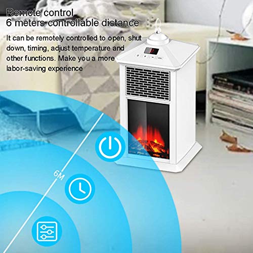 Wgwioo Electric Fireplace Heater, 800W Portable Fireplace Stove with Realistic 3D Flames, Remote Control, 12H Timing Function, 1S Heat,White