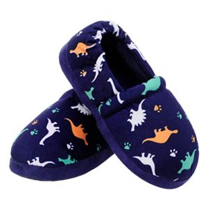 mixin little kids boys indoor house slip-on slippers soft kids slippers boys with warm memory foam dark blue 4-5 big kid