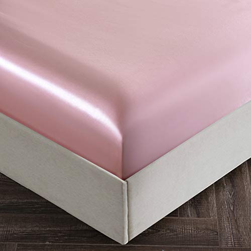 SiinvdaBZX 4Pcs Satin Sheet Set Full Size Ultra Silky Soft Blush Pink Satin Full Bed Sheets with Deep Pocket, 1 Fitted Sheet, 1 Flat Sheet, 2 Envelope Closure Pillowcases