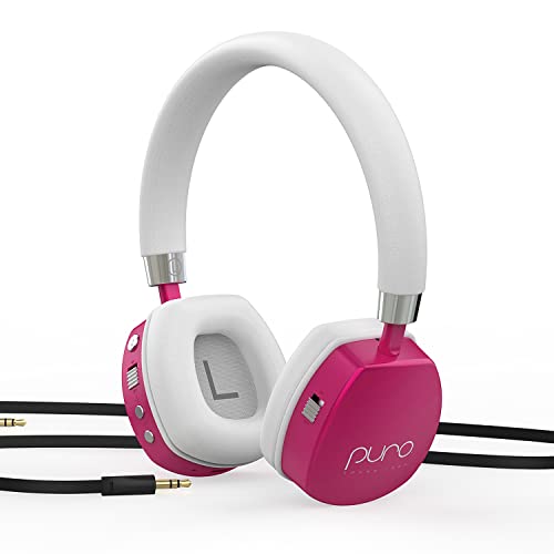 Puro Sound Labs PuroQuiets Volume Limited On-Ear Active Noise Cancelling Bluetooth Headphones – Lightweight Headphones for Kids with Built-in Microphone – Safer Sound Studio-Grade Quality (Hot Pink)