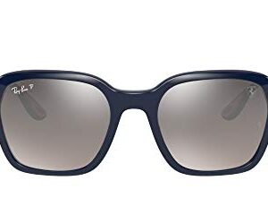 Ray-Ban Rb4343m Scuderia Ferrari Collection Square Sunglasses, Blue/Grey Mirrored Grey Gradient Polarized, 52 mm