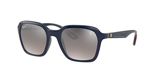 Ray-Ban Rb4343m Scuderia Ferrari Collection Square Sunglasses, Blue/Grey Mirrored Grey Gradient Polarized, 52 mm