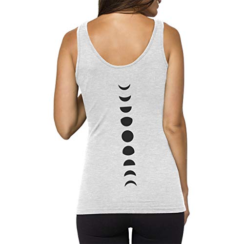 TREELANCE Organic Cotton Yoga Workout Tank Top Spiritual Moon Shirts Tops Tees for Women (XXXL, Grey with Moons)