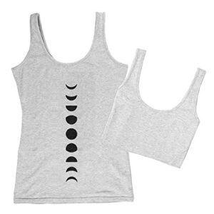 TREELANCE Organic Cotton Yoga Workout Tank Top Spiritual Moon Shirts Tops Tees for Women (XXXL, Grey with Moons)