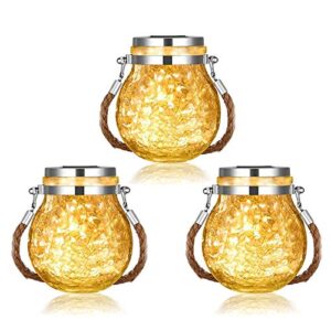 uybag solar lamp 3 pack mason jar solar lights ip65 waterproof solar lantern garden solar garden hanging lanterns for garden, balcony, yard, path, fence decoration