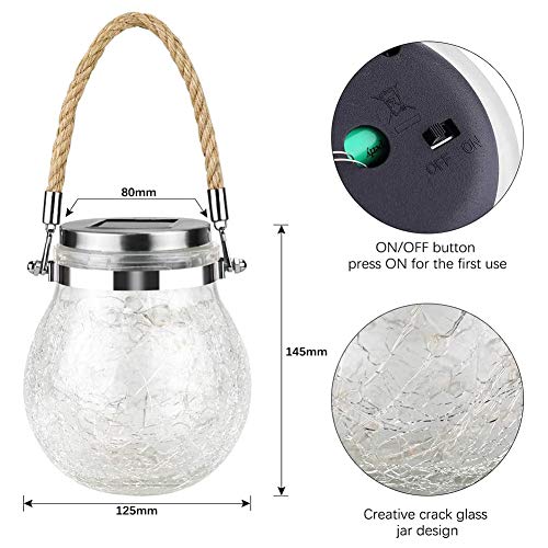 UYBAG Solar Lamp 3 Pack Mason Jar Solar Lights IP65 Waterproof Solar Lantern Garden Solar Garden Hanging Lanterns for Garden, Balcony, Yard, Path, Fence Decoration