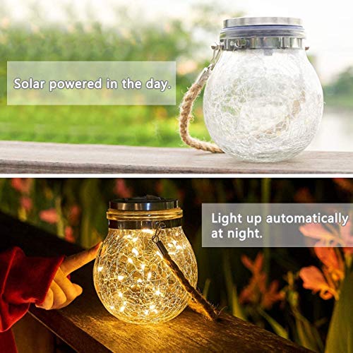 UYBAG Solar Lamp 3 Pack Mason Jar Solar Lights IP65 Waterproof Solar Lantern Garden Solar Garden Hanging Lanterns for Garden, Balcony, Yard, Path, Fence Decoration