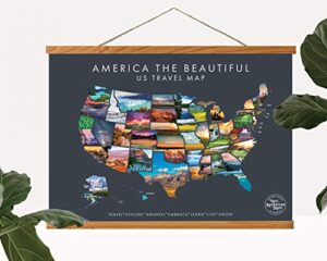 america the beautiful usa scratch off map + magnetic frame kit- interactive travel scratch off poster reveals beautiful nature photography - beautiful travel map is a great gift for travelers