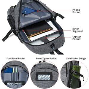 ALLinONE Basketball Backpack Bag for Laptop,Sports Soccer with Ball Compartment，Grey