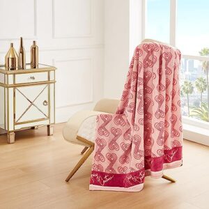 Juicy Couture - Throw Blanket | Heart Printed Pink | Plush and Cozy | Decorative Blankets for Sofas, Chairs and Beds| Luxurious and Soft | Chic Home Decor | Measures 50" x 70" | Pink/White