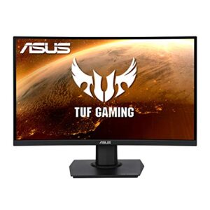 asus tuf gaming 23.6" 1080p curved monitor (vg24vqe) - full hd, 165hz, 1ms, extreme low motion blur, adaptive-sync, freesync premium, shadow boost, vesa mountable, displayport, hdmi, black