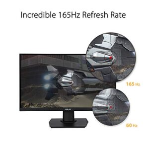 ASUS TUF Gaming 23.6" 1080P Curved Monitor (VG24VQE) - Full HD, 165Hz, 1ms, Extreme Low Motion Blur, Adaptive-Sync, FreeSync Premium, Shadow Boost, VESA Mountable, DisplayPort, HDMI, BLACK