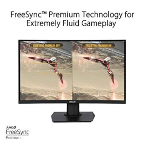 ASUS TUF Gaming 23.6" 1080P Curved Monitor (VG24VQE) - Full HD, 165Hz, 1ms, Extreme Low Motion Blur, Adaptive-Sync, FreeSync Premium, Shadow Boost, VESA Mountable, DisplayPort, HDMI, BLACK