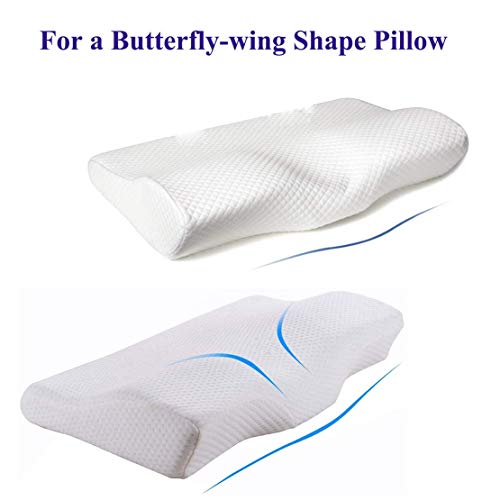 Cozysilk Silk Pillowcase for Orthopedic Sleeping Pillow, Pure Mulberry Silk Pillow Cover for Ergonomic Cervical Pillow, Case for Contour Memory Foam Pillow (Black, Butterfly Shape - 24 x 15 inch)