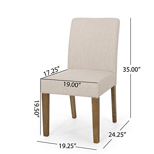 Christopher Knight Home Kuna Contemporary Upholstered Dining Chair (Set of 2), Beige, Weathered Brown