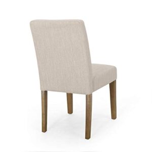 Christopher Knight Home Kuna Contemporary Upholstered Dining Chair (Set of 2), Beige, Weathered Brown