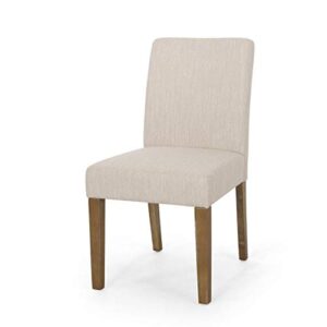 Christopher Knight Home Kuna Contemporary Upholstered Dining Chair (Set of 2), Beige, Weathered Brown