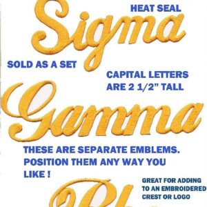 Sigma Gamma Rho Script Iron-On Patch Set [Gold - 2.5"T]