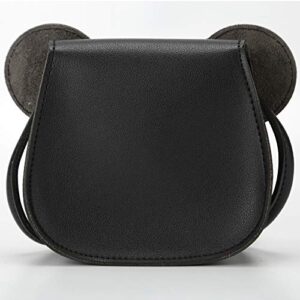 QiMing Little Mouse Ear Bow Crossbody Purse,PU Shoulder Handbag for Kids Girls Toddlers(Black1)