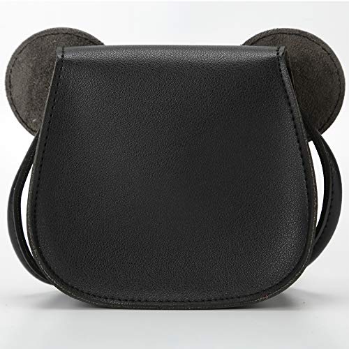 QiMing Little Mouse Ear Bow Crossbody Purse,PU Shoulder Handbag for Kids Girls Toddlers(Black1)