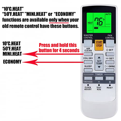 Replacement for Fujitsu Air Conditioner Remote Control Ar-Rah2u Ar-Rah1u Ar-Rae2u Ar-Rae1u Ar-Ry3 Ar-Ry4 Ar-Ry5 Ar-Ry6 Ar-Ry7 Ar-Ry10 Ar-Ry11 Ar-Ry12 Ar-Ry14 Ar-Ry15 Ar-Ry16 Ar-Ry17 Ar-Ry19 ... A