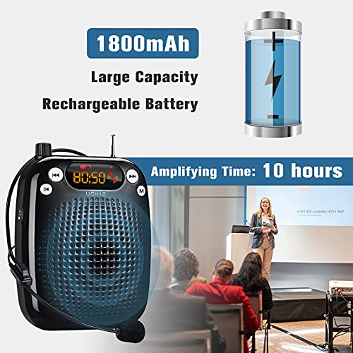 SHIDU Voice Amplifier with Portable Microphone Rechargeable Loudspeaker, Megaphone Speaker, Lightweight Microphone Classroom Must Haves Support TF Card FM for Teaching and Meeting